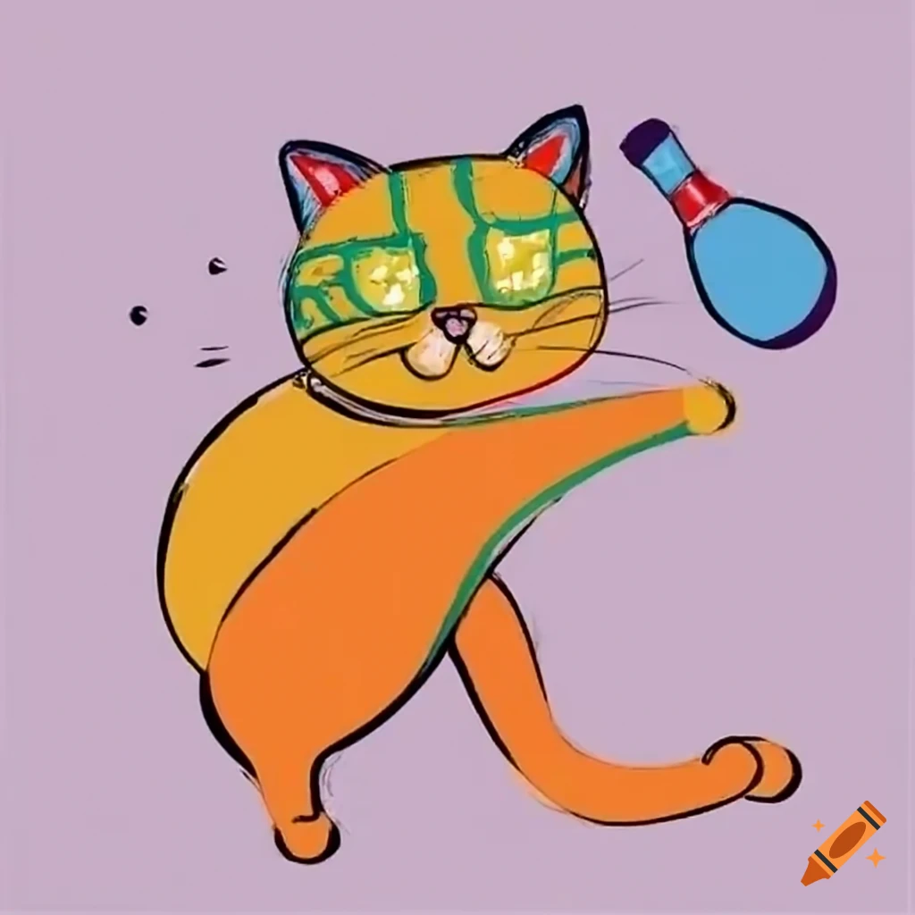 Cat knocking down a bowling pin on Craiyon