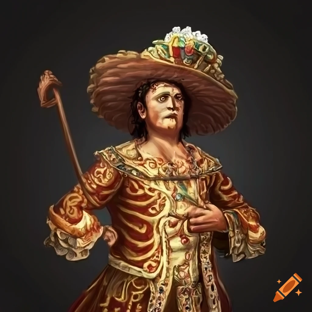 Mayan man in baroque french attire in d&d art style on Craiyon
