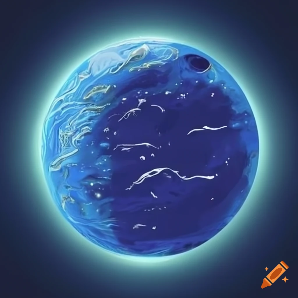 Blue ocean planet in space on Craiyon