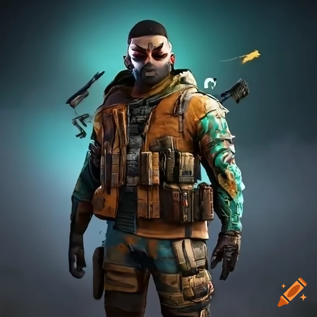 Warzone-style character with lots of colors on Craiyon