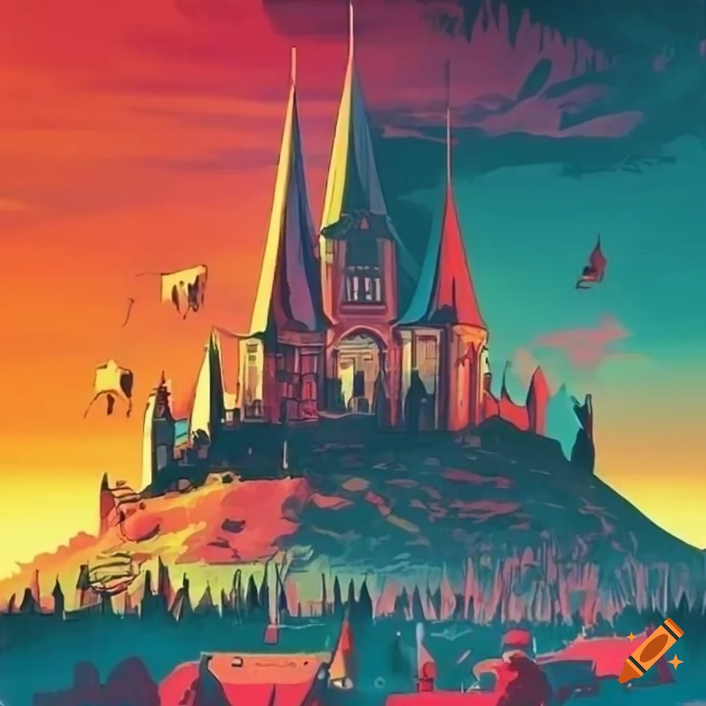Vintage travel poster with graphic novel style and stunning details ...