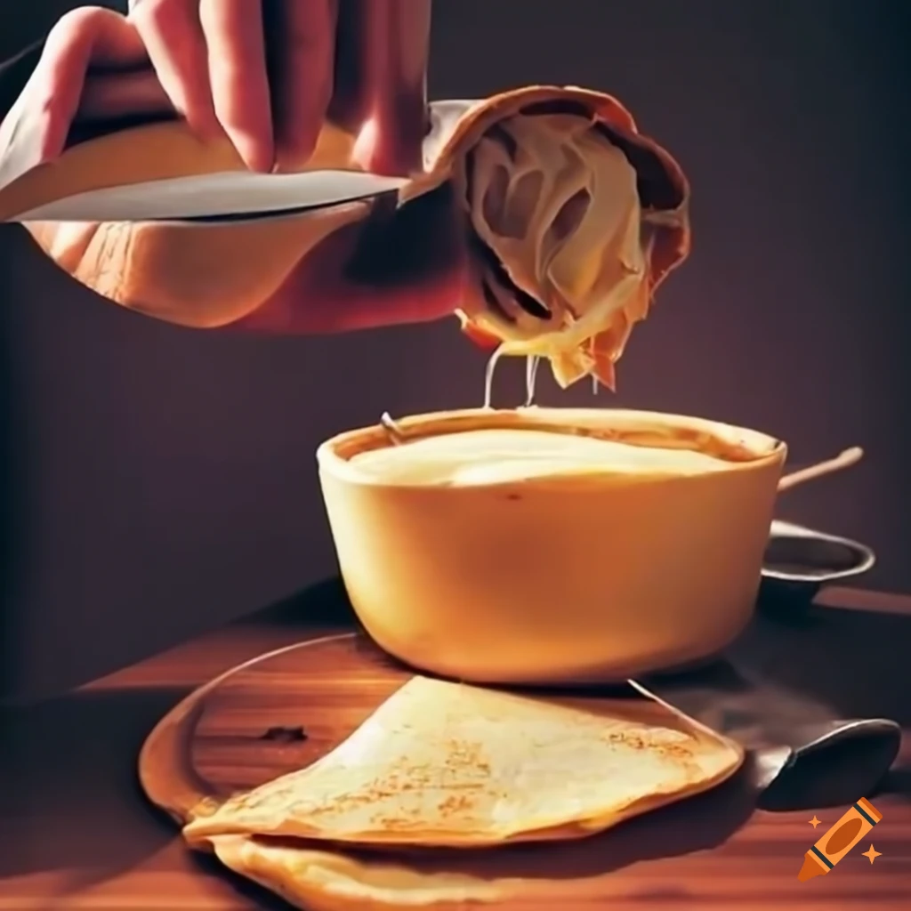 Guy making crepes on Craiyon