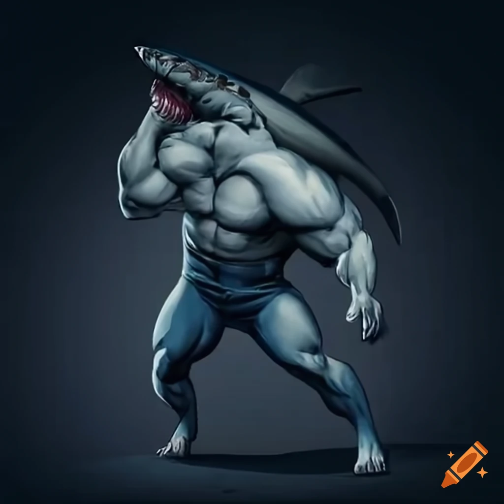 Muscular shark playing baseball on Craiyon