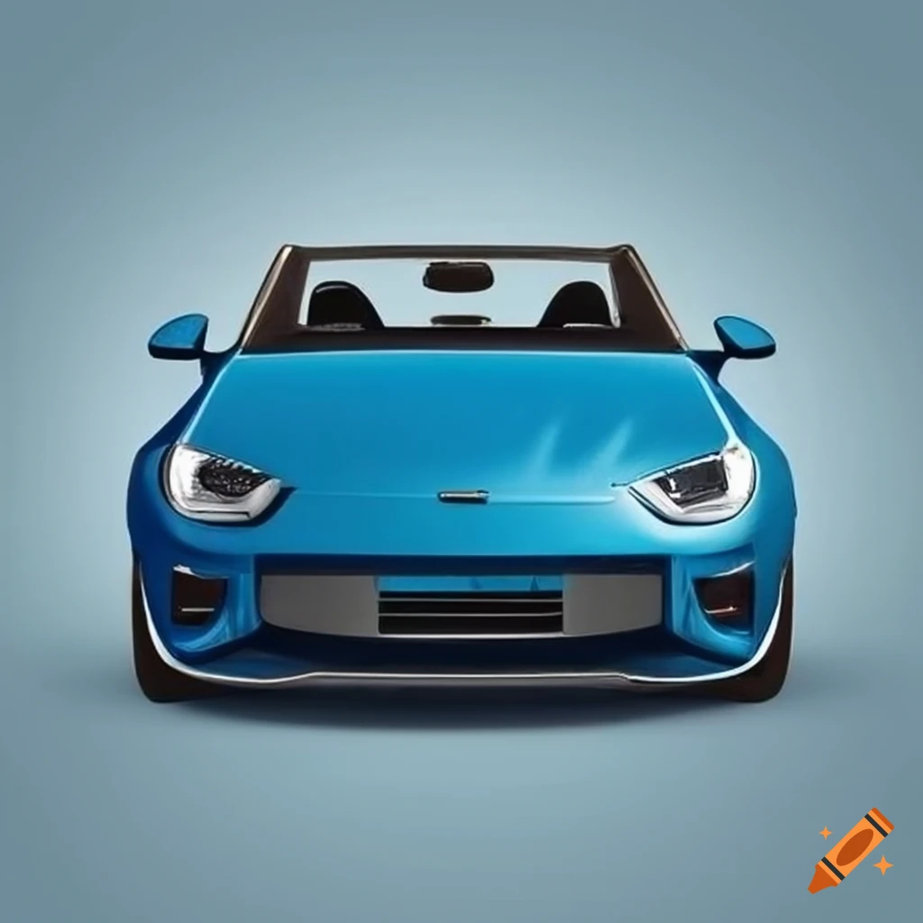 Blue convertible car seen from the front on Craiyon