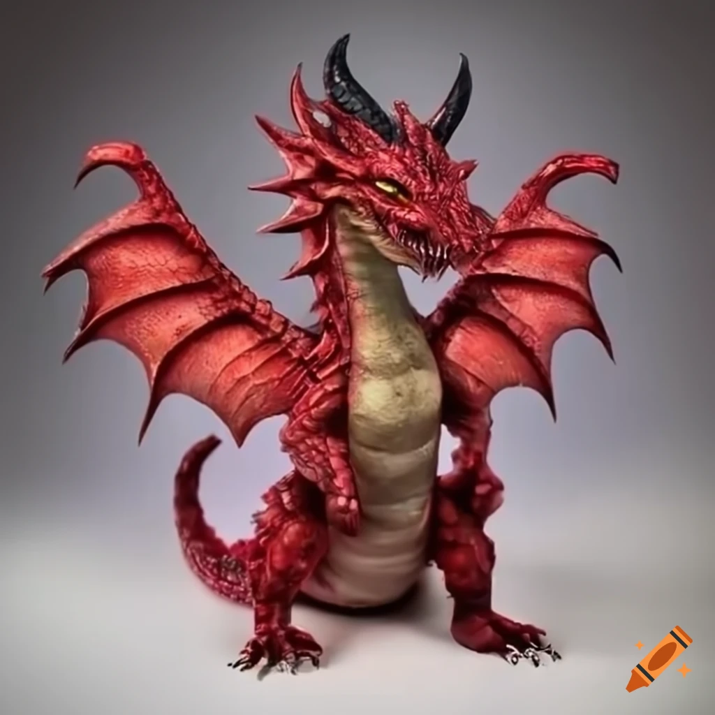 Vicious little red serpent-like dragon with a cute and realistic ruby ...