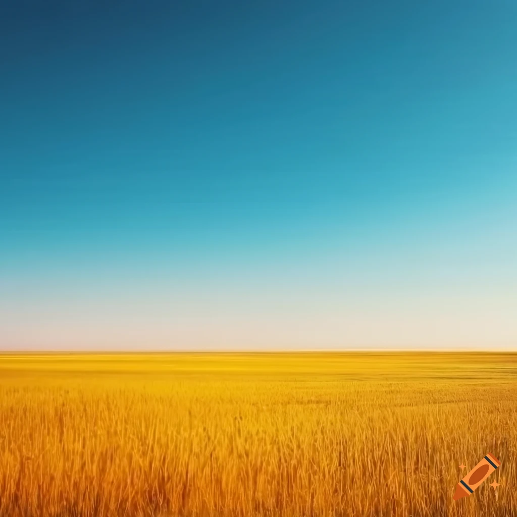 Landscape with clear blue sky, green and yellow grass on Craiyon