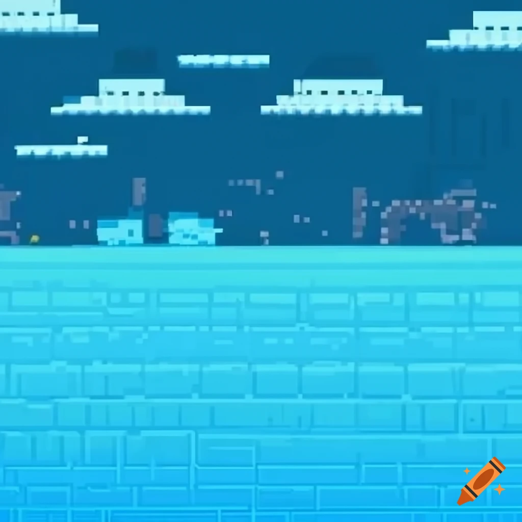 Pixel war battlefield with light blue theme on Craiyon