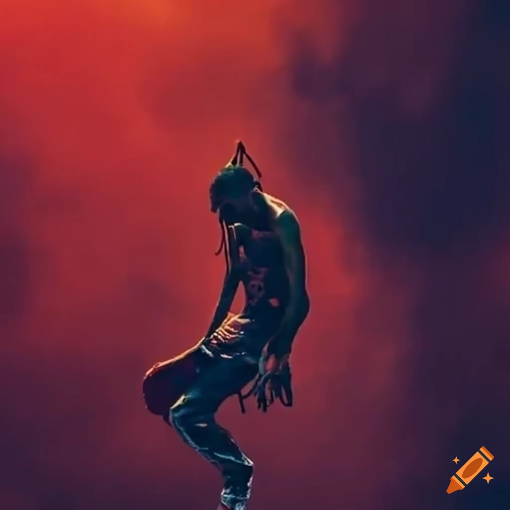Travis scott in a surreal falling scene on Craiyon