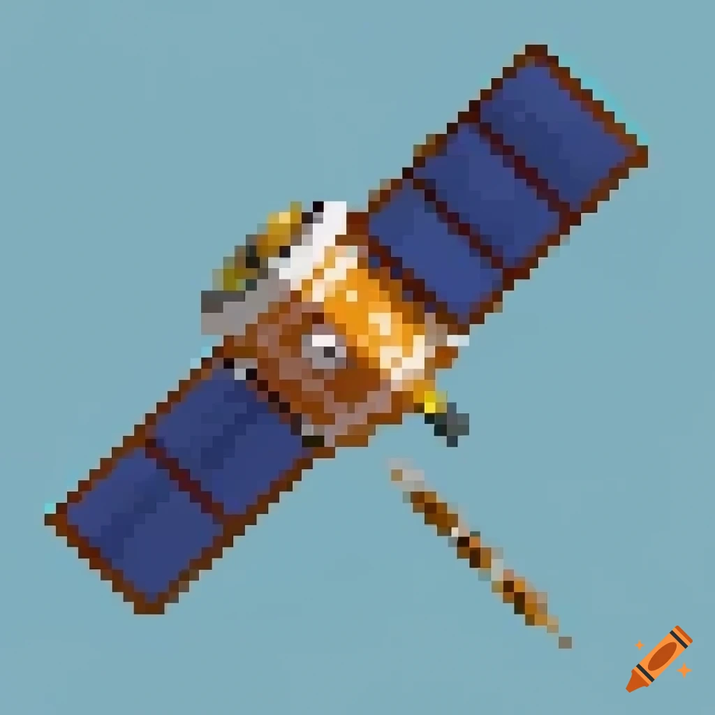 Minimalist Pixel Art Of A Small Satellite On Craiyon