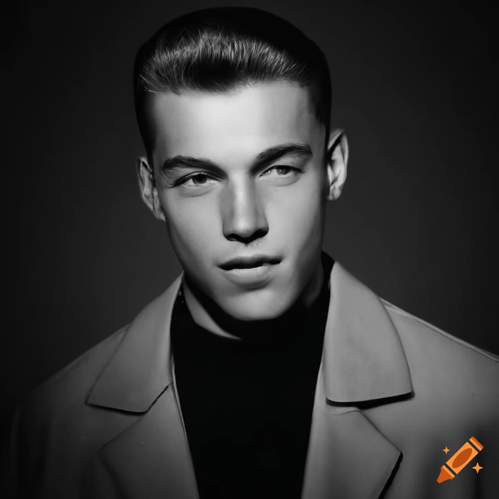 Studio portrait of a clean-cut young man in 1959 style on Craiyon