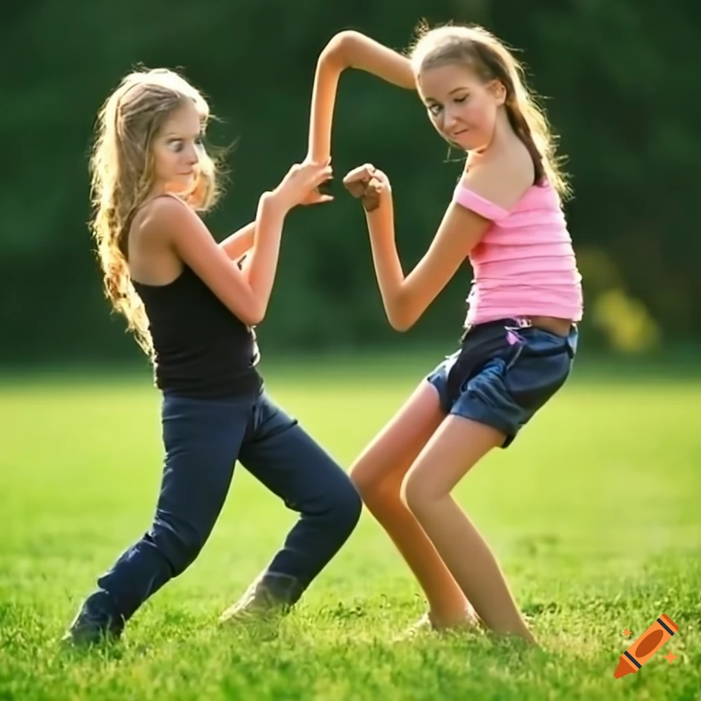 Battle between two girls on a field on Craiyon