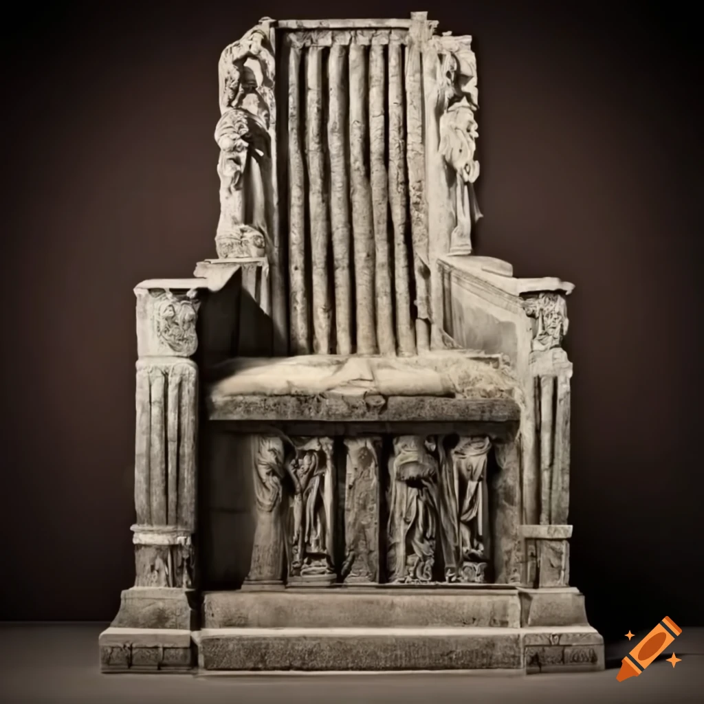 Empty robe on ancient Greek stone throne on Craiyon