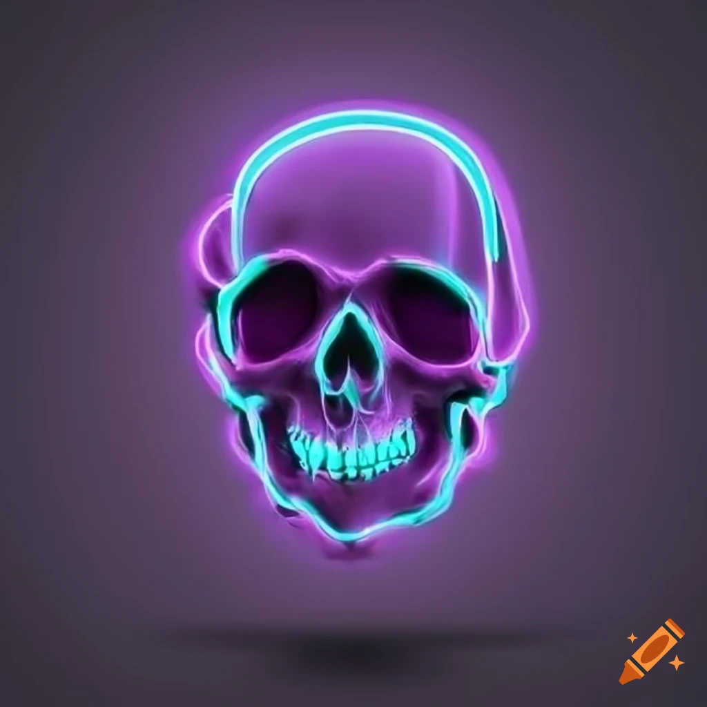 Purple neon skull art on Craiyon