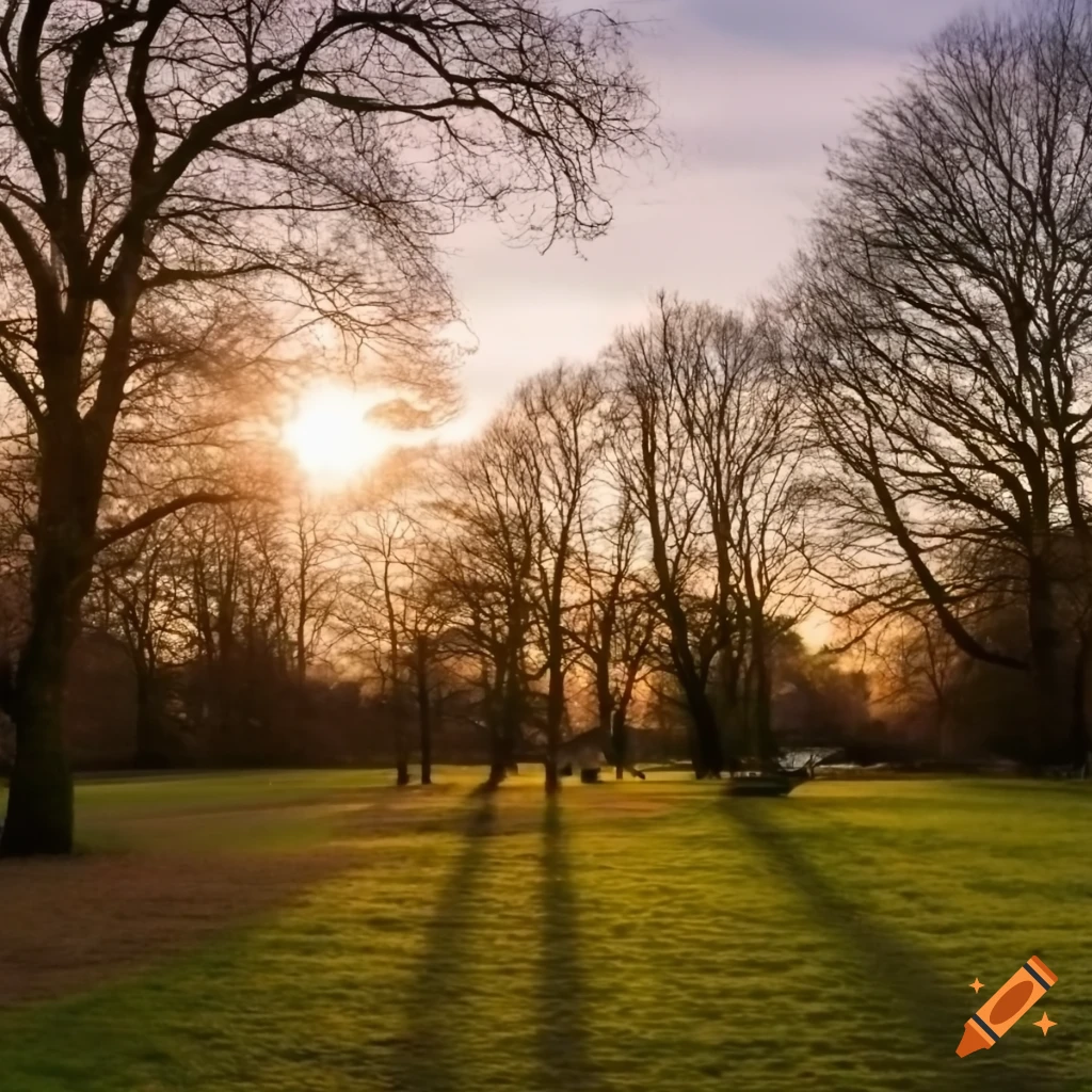 Knighton park in leicester, england at sunset on Craiyon