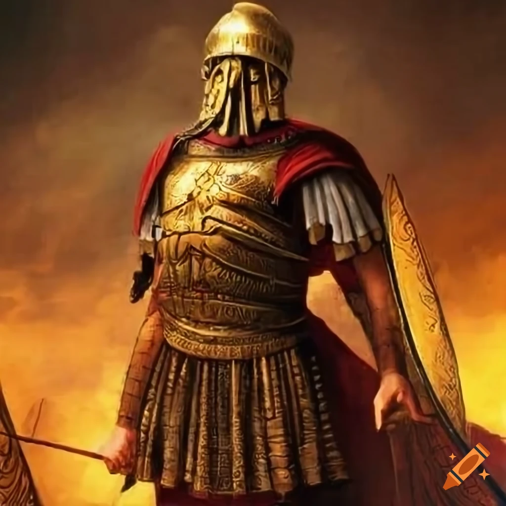 Intimidating greek general from the medieval era with a stern ...