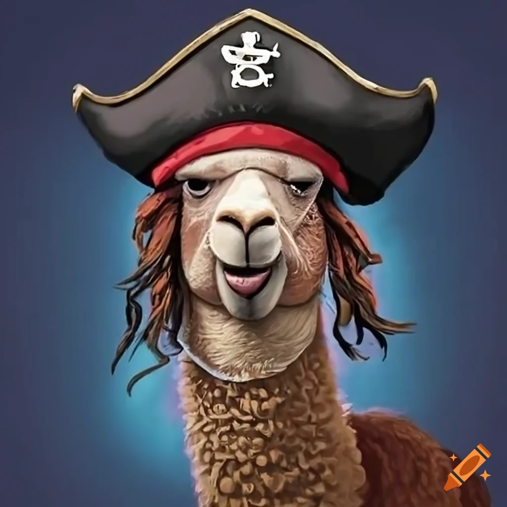 Alpaca dressed as pirate captain on Craiyon