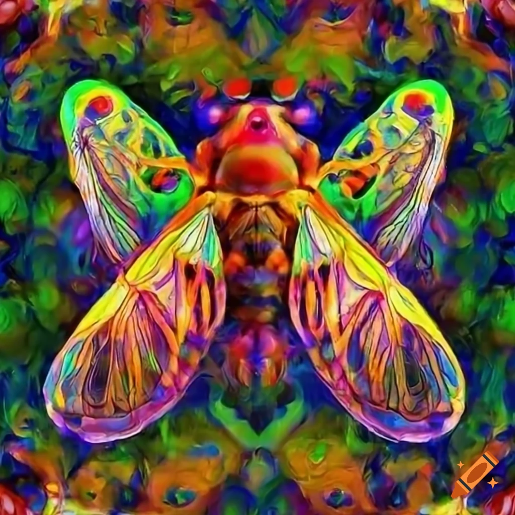 Vibrant cicada snack packaging close-up view on Craiyon
