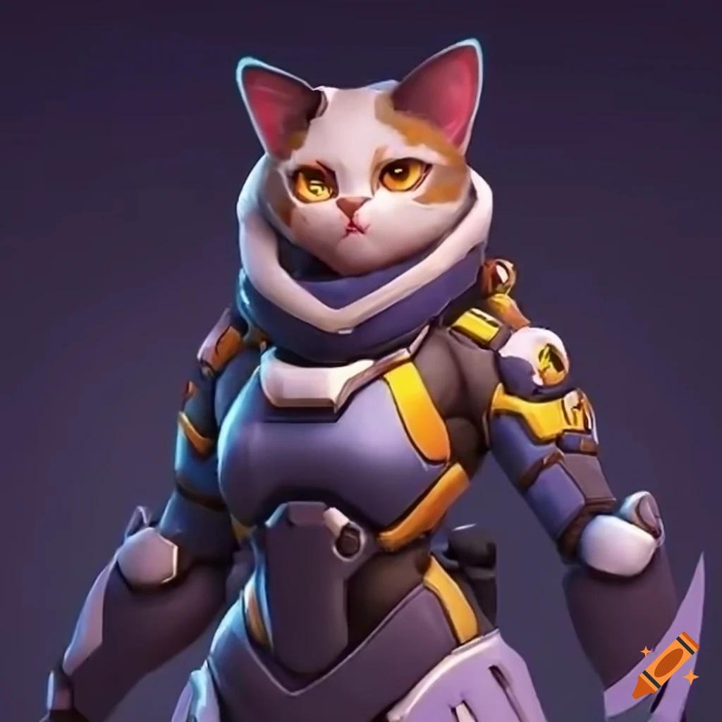 Cat in overwatch hero costume on Craiyon