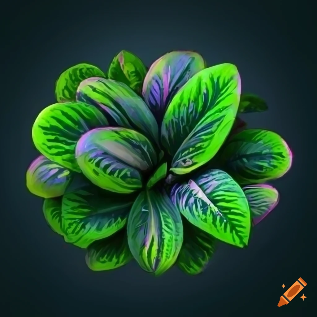 Fantasy lush plant seen from above in a 2d style on Craiyon