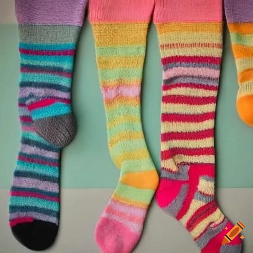 Array of pastel and funky socks for sorting on Craiyon