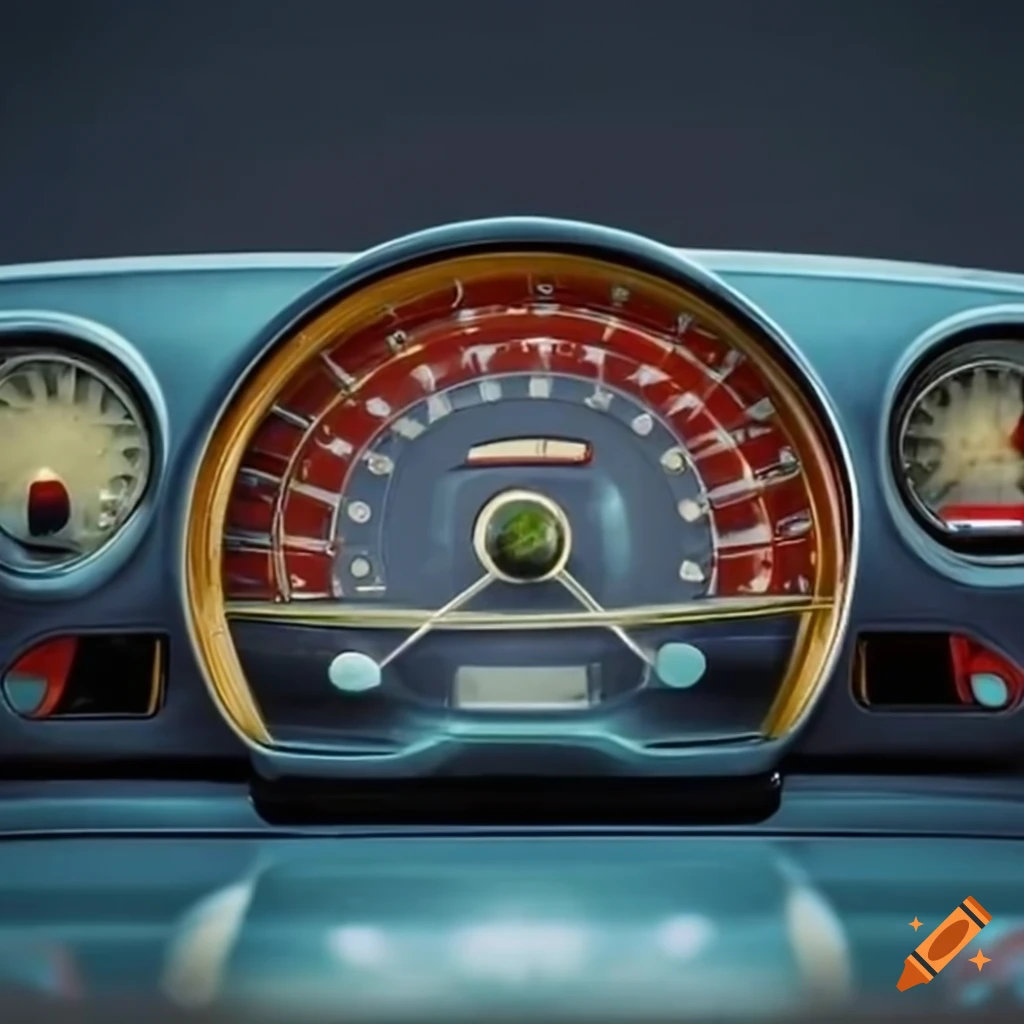 Dashboard of an atomic car on Craiyon