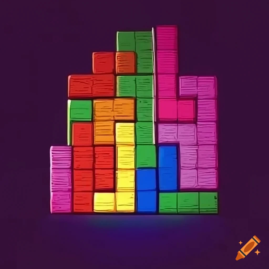 Iconic tetris puzzle game with vibrant colors and shapes on Craiyon