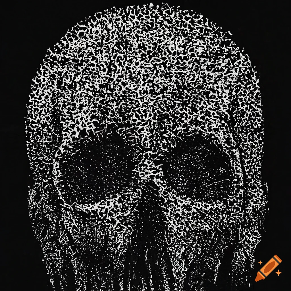 Stippled screen print grunge death wraith with texture on Craiyon