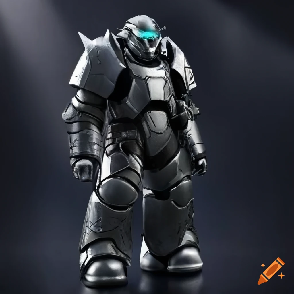 Full body power armor made of obsidian crystals with jet pack turbines ...