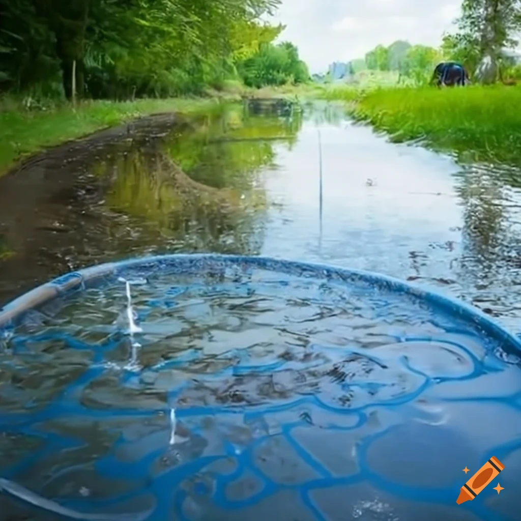 Paddling pool in the road filled with water on Craiyon