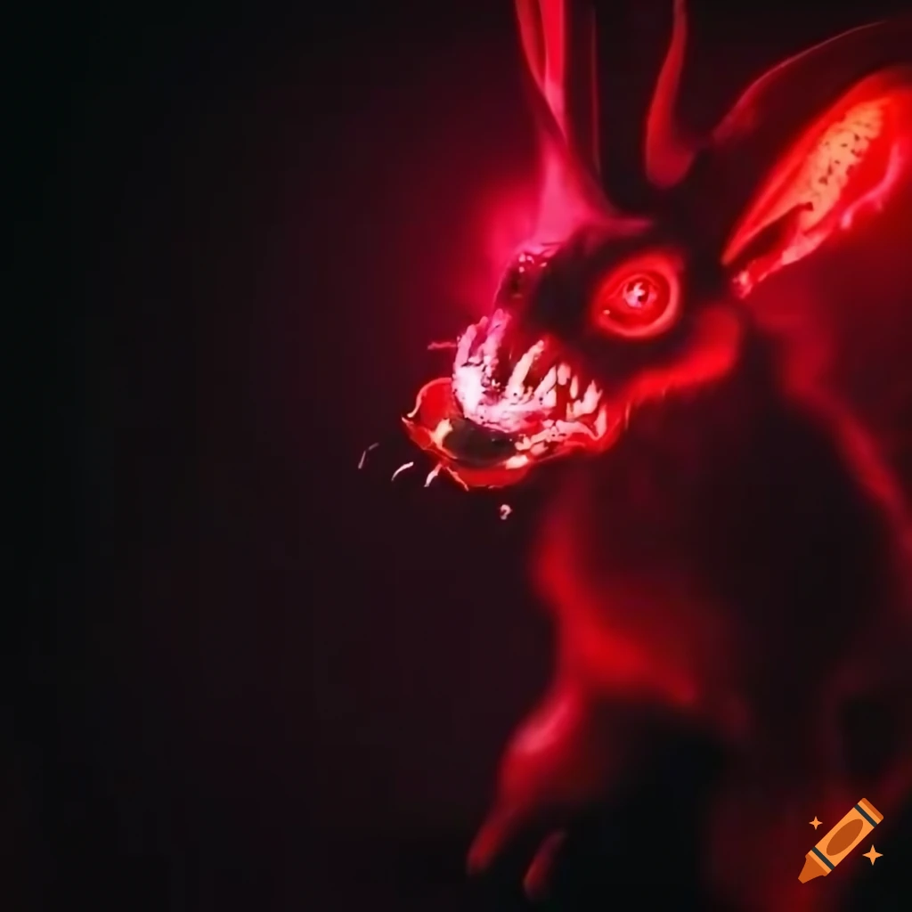 Demonic rabbit in mid-transformation with wings and talons on Craiyon