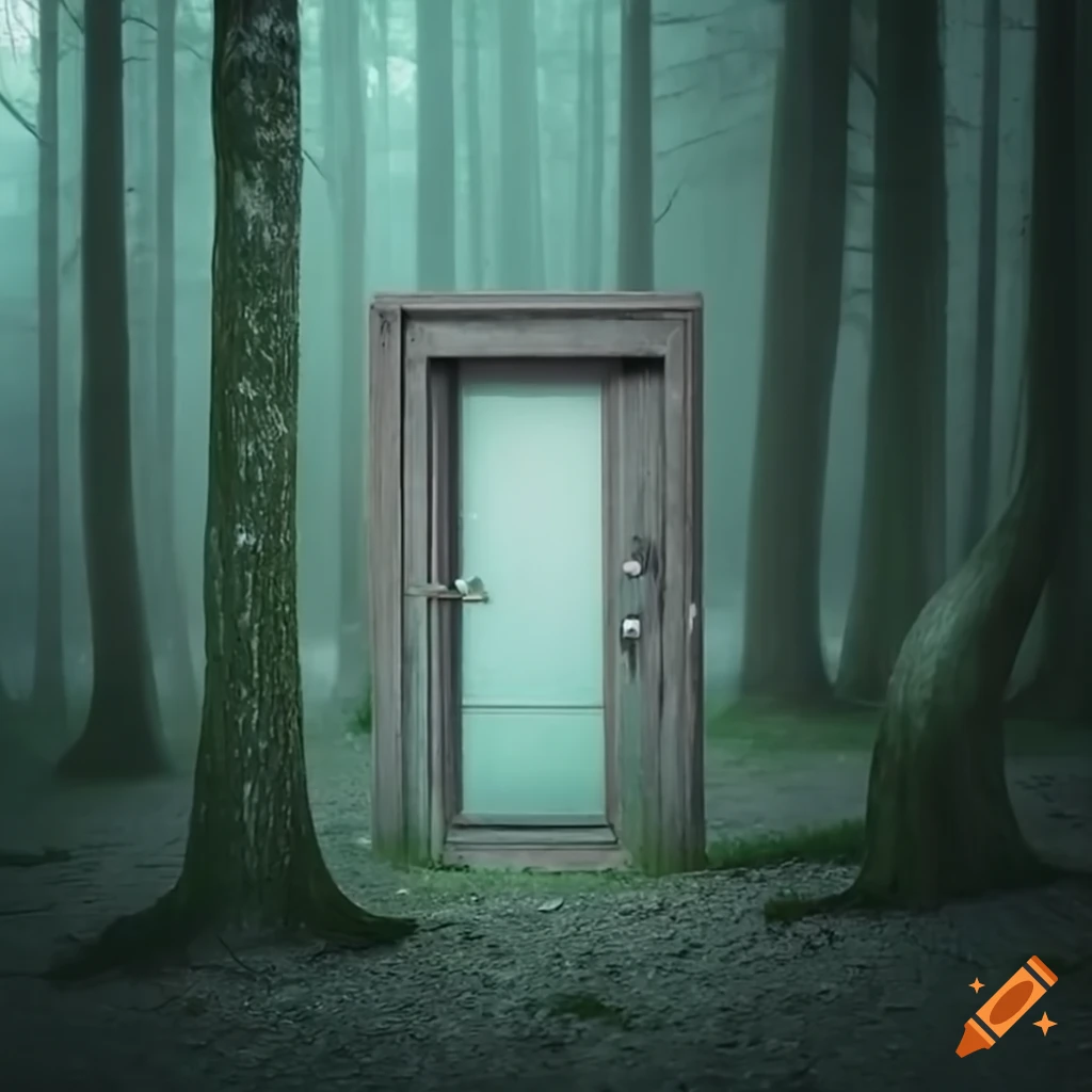 Mysterious door in the forest on Craiyon