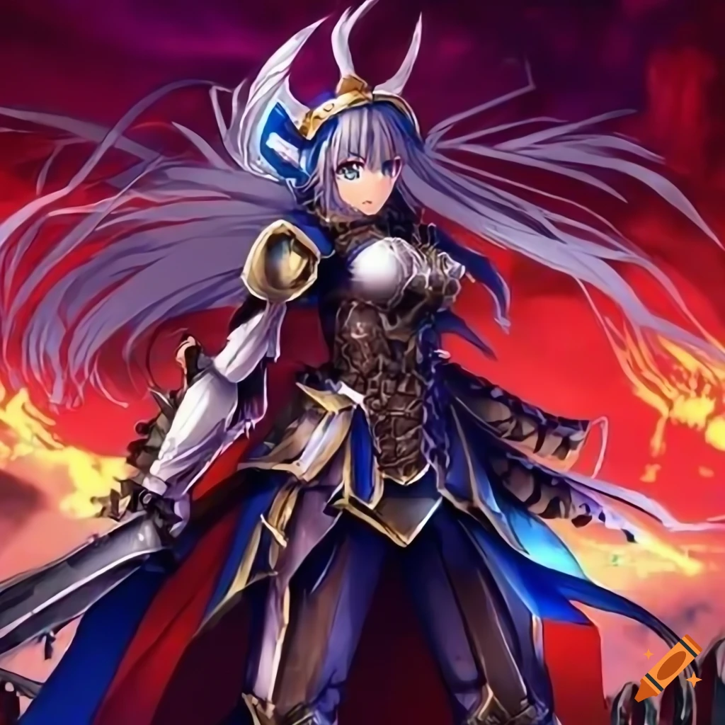 Anime princess in centurion armor and musketeer attire with flowing ...