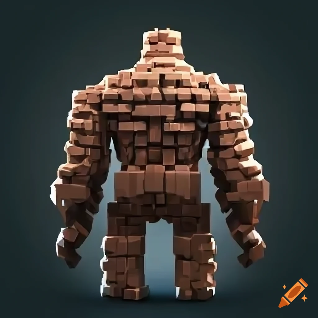Dungeon brick golem seen from behind on Craiyon