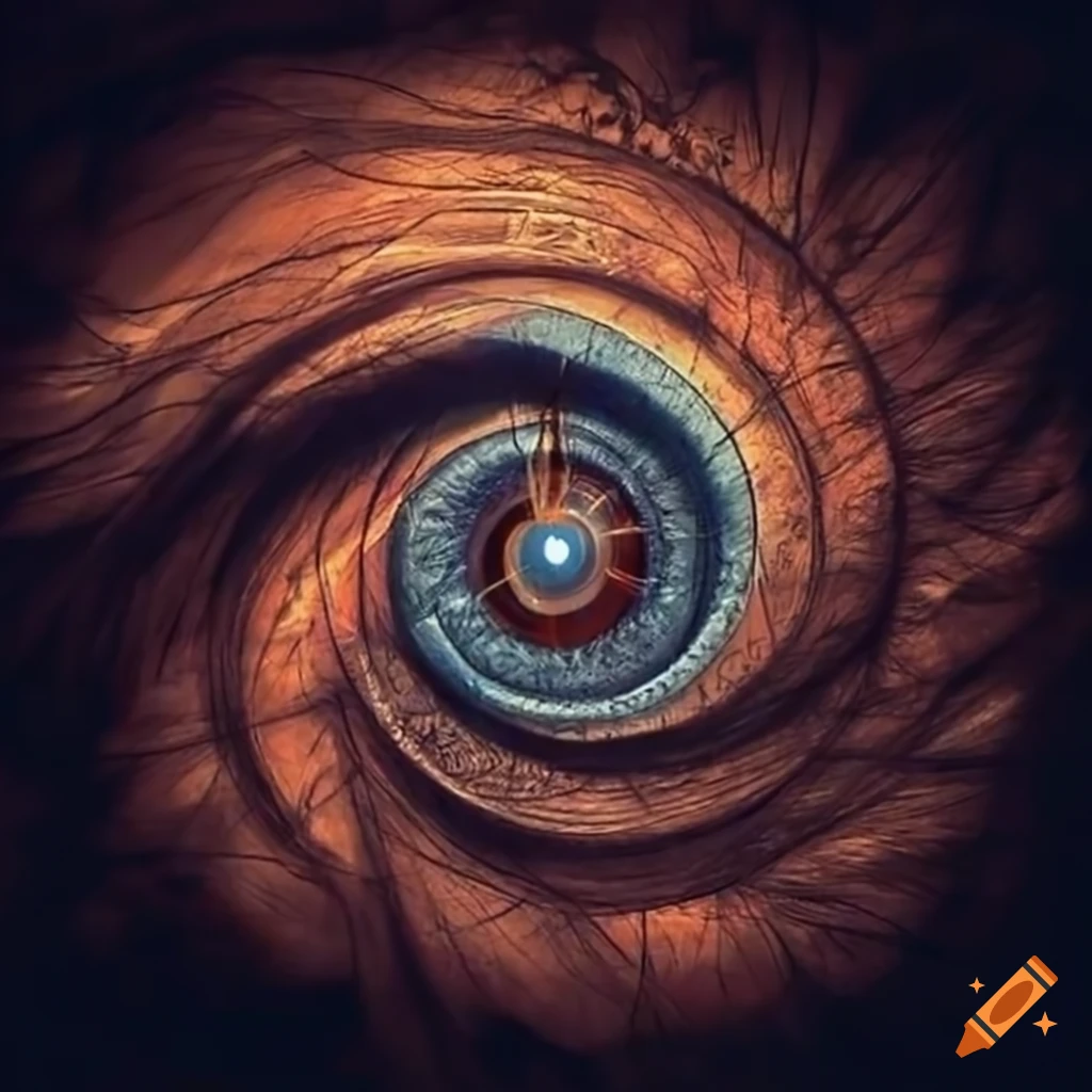 Eye with a clock depicting the flow of time on Craiyon