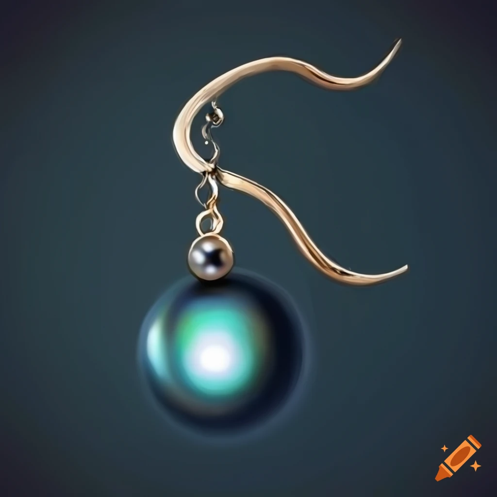Black pearl earring with magical glow in fantasy style on Craiyon