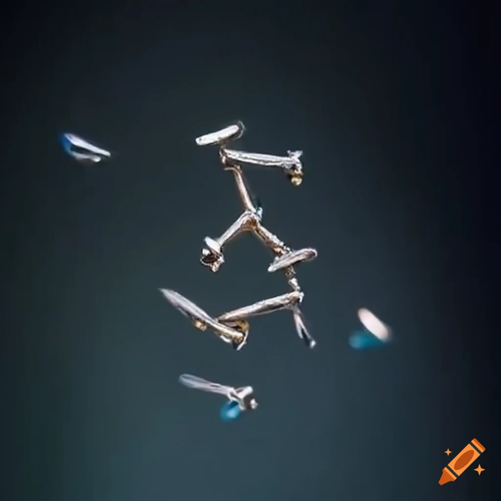 Floating tiny silver construction nails on Craiyon