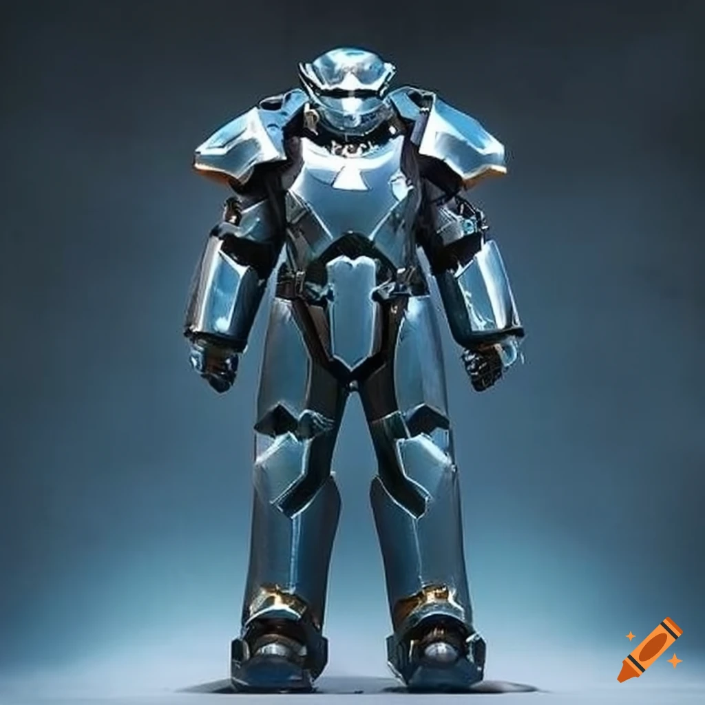 Full body power armor made of obsidian crystals with jet pack turbines ...