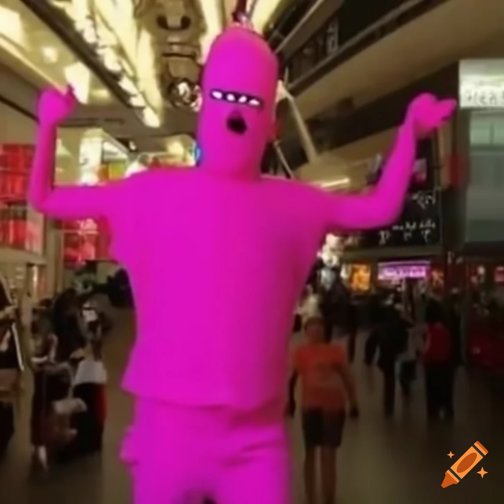 Pink Guy (Filthy Frank) having a meltdown in a shopping mall on Craiyon