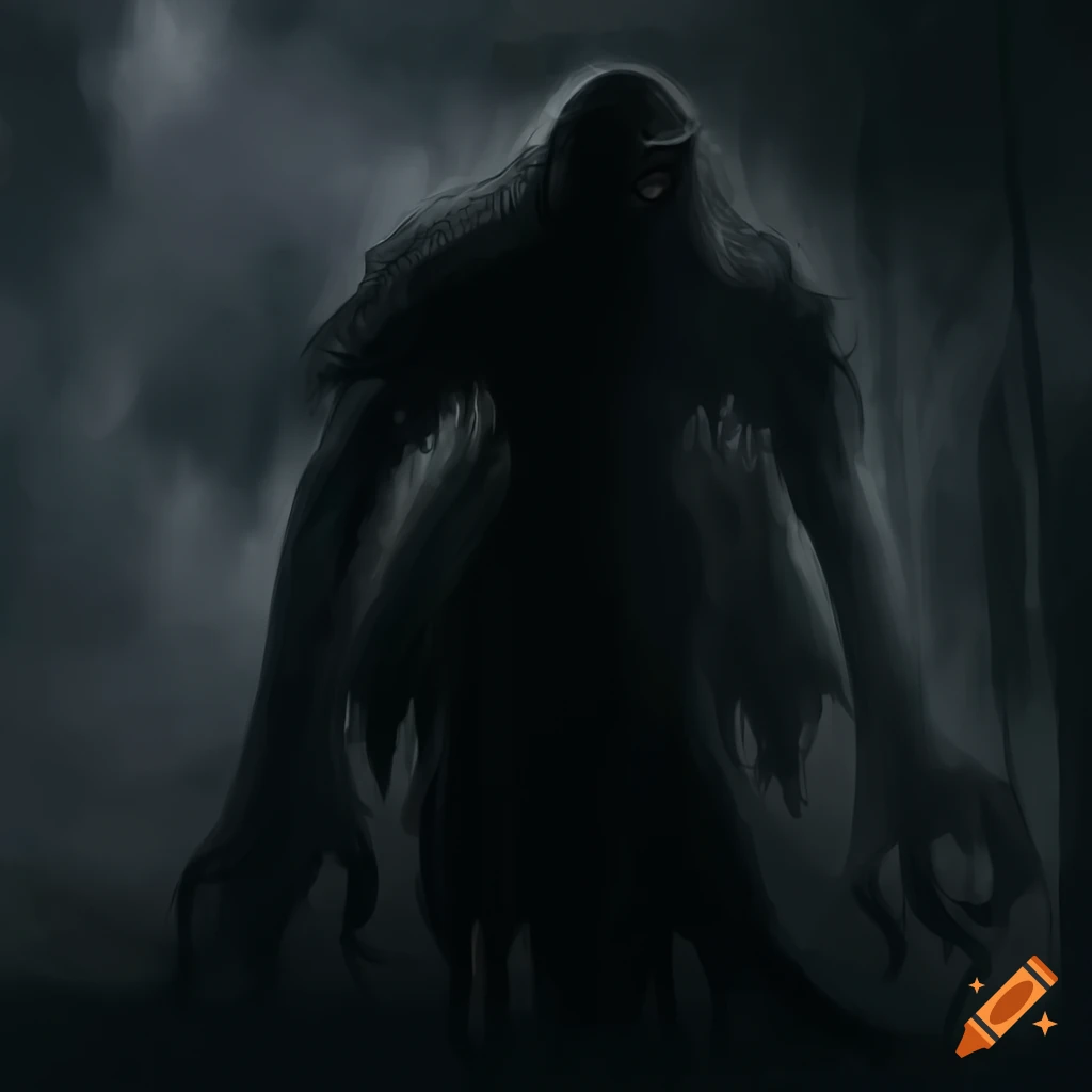 Black gothic dark fantasy creature with layered clothing on Craiyon