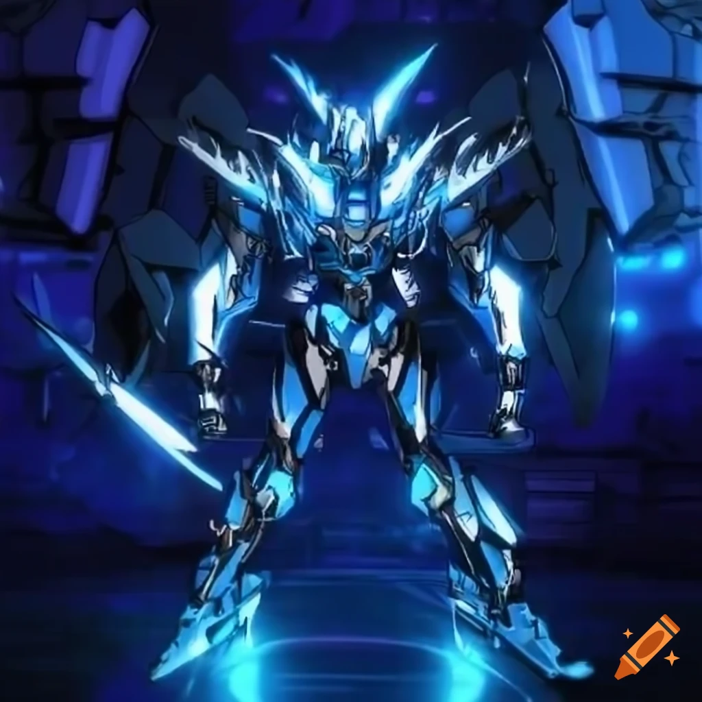 Anime mecha in blue color on Craiyon