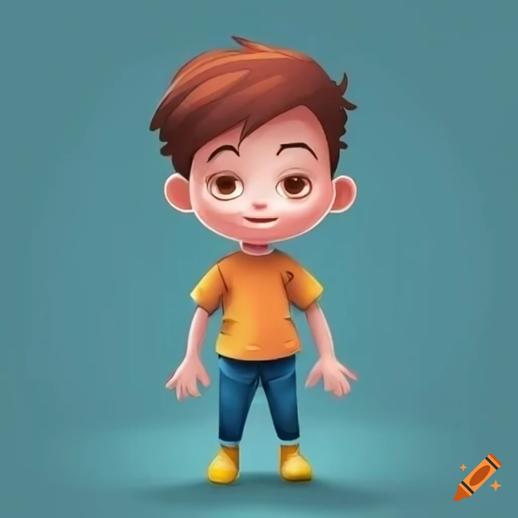 Full body 2d cartoon of a boy on Craiyon