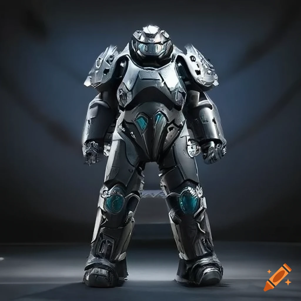 Power armor made of obsidian crystals with jet pack turbines on Craiyon