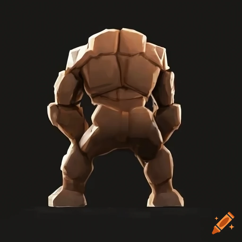 Dungeon brick golem crouching from behind on Craiyon