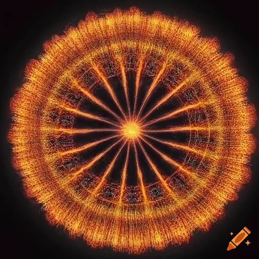 Macro plant spherical seed heads with orange concentric circles on ...