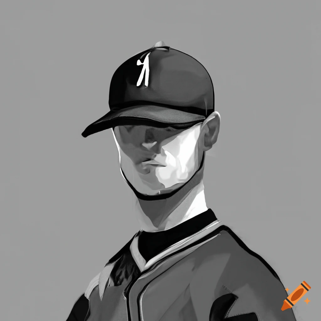 Faceless male in black and white french baseball uniform with cap on ...