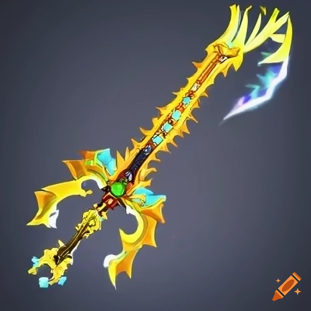 Yellow lightning keyblade on Craiyon