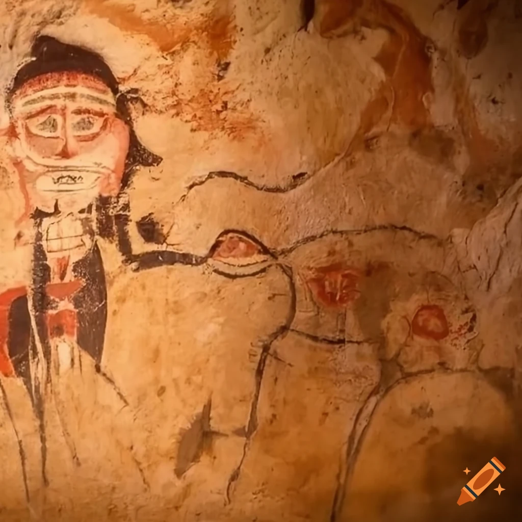 Native cave wall painting on Craiyon