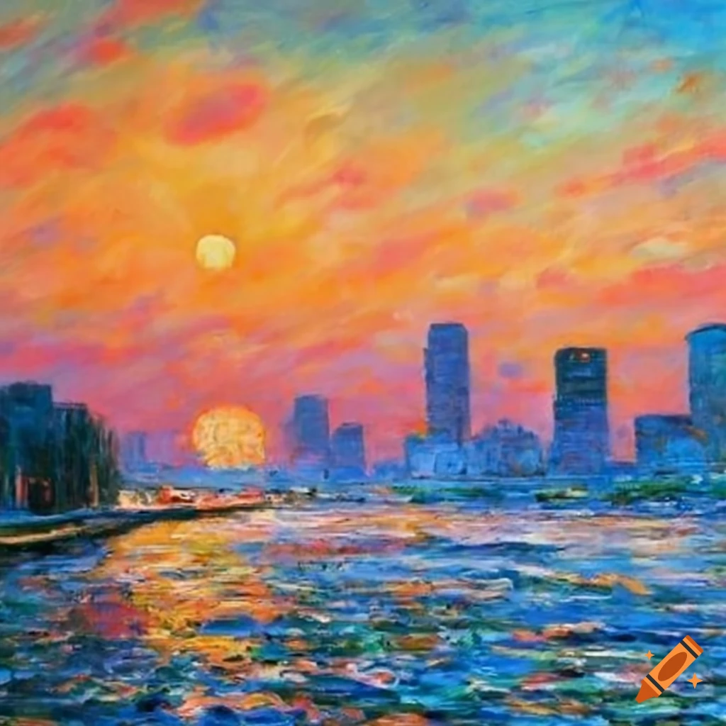 Boston cityscape in monet style painting on Craiyon