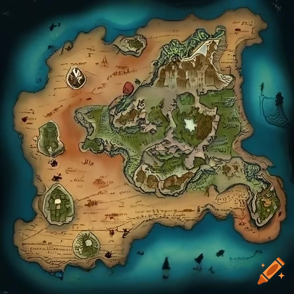 Fantasy map illustration on Craiyon