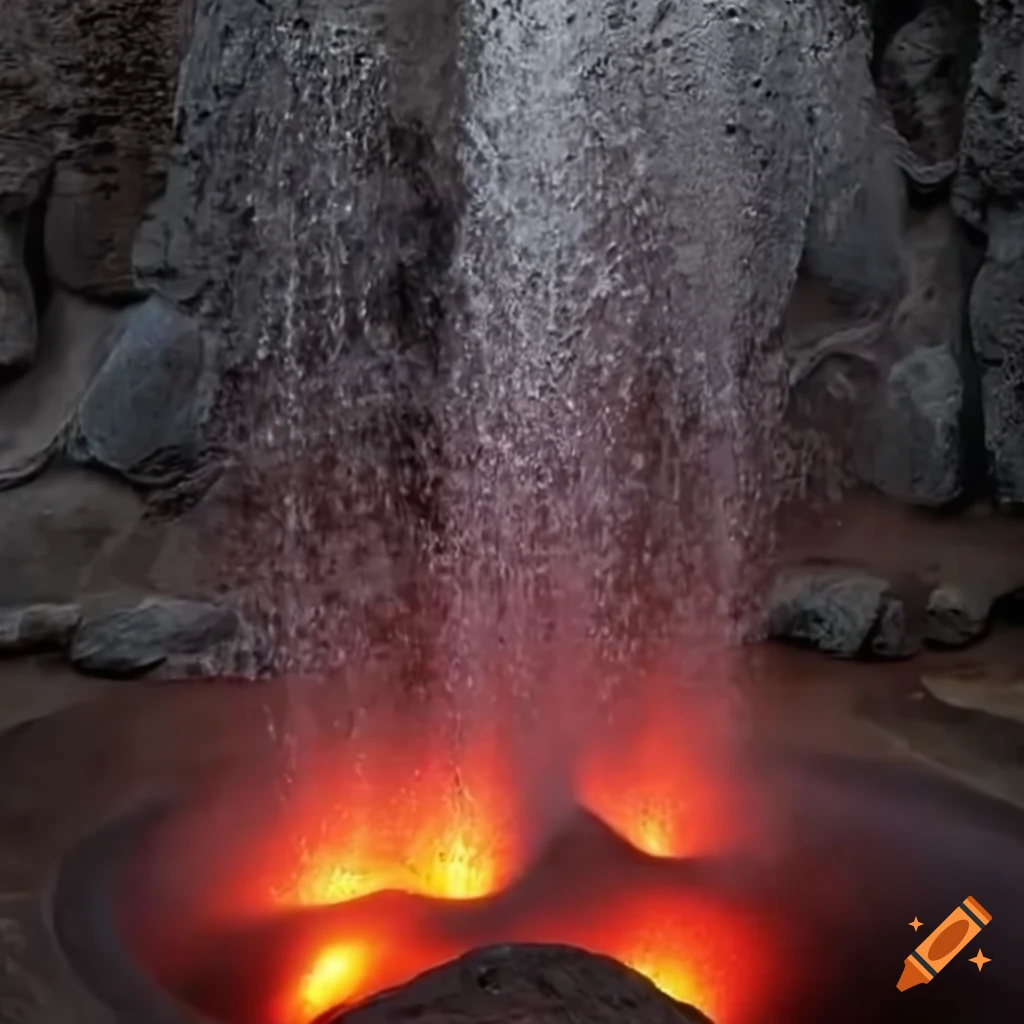 Water fountain in a volcano on Craiyon